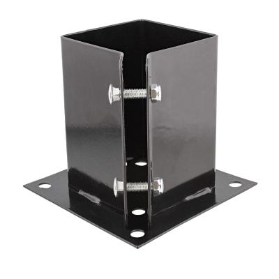 China Black 6x6 Post Anchor Square Bracket for Fence Mailbox Deck Wood ISO Steel Customized for sale