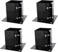 China Black 6x6 Post Anchor Square Bracket for Fence Mailbox Deck Wood ISO Steel Customized for sale