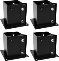 China Black or White Steel Fence Post Base Bracket with Customized Design and Endoth Screws for sale