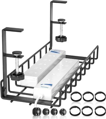 China Say Goodbye to Messy Wires with No Drill Under Desk Cable Management Tray and Clamp for sale