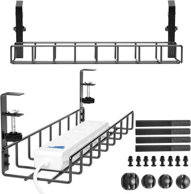 China Black Powder Coating Under Desk Cable Tray Sample Time 5-7 Days No Drill with Clamp for sale