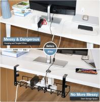 China Black Powder Coating Under Desk Cable Tray Sample Time 5-7 Days No Drill with Clamp for sale