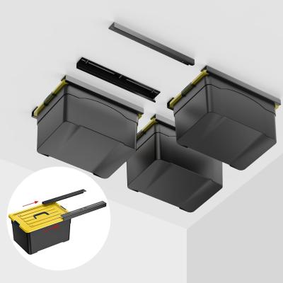 China Overhead Garage Storage Racks for Utility Bins 26inch 1.8mm Heavy Duty Ceiling Mount for sale