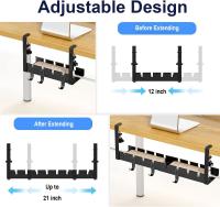 China Organize Wires with Extendable Under Desk Cable Management Tray 7.3inch*21.6inch*4.7inch for sale