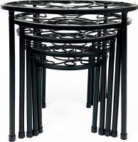 China Vintage Powder Coated Black Metal Steel Flower Pot Stand Shelf for Home and Garden for sale