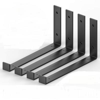 China OEM/ODM 10 12 inch Wood Board Rustic Iron Heavy Duty Black Wall Floating Shelves Bracket With Lip Metal Shelf Bracket for sale