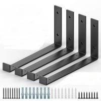 China OEM/ODM 10 12 inch Wood Board Rustic Iron Heavy Duty Black Wall Floating Shelves Bracket With Lip Metal Shelf Bracket for sale