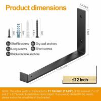 China OEM/ODM 10 12 inch Wood Board Rustic Iron Heavy Duty Black Wall Floating Shelves Bracket With Lip Metal Shelf Bracket for sale