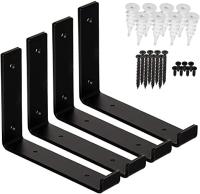 China DIY Floating Shelf Black 12 inch J Shelf Bracket with Lip Hook Process Deep Drawing for sale