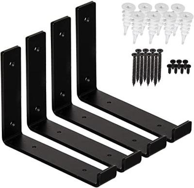 China DIY Floating Shelf Black 12 inch J Shelf Bracket with Lip Hook Process Deep Drawing for sale