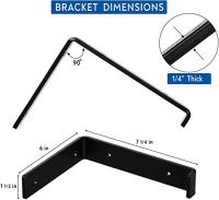 China DIY Floating Shelf Black 12 inch J Shelf Bracket with Lip Hook Process Deep Drawing for sale