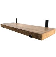 China Heavy Duty Rustic Iron Metal Wall Floating Shelf Bracket with Steel Triangle Bracket for sale