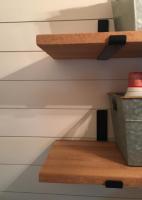 China Heavy Duty Rustic Iron Metal Wall Floating Shelf Bracket with Steel Triangle Bracket for sale