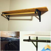 China 3/4mm Thickness Metal Closet Rod Shelf Support Bracket for Black or White for sale