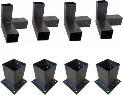 China Modular Size Pergola Bracket for Easily Assembled Black 4x4 6x6 3-way Straight Corner for sale