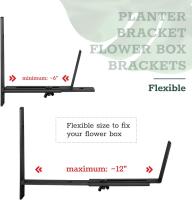 China Adjustable Size Window Flower Box Brackets 6 to 12 Inches for Planter Box Decorations for sale