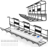 China Single Tier Under Desk Cable Management Tray Metal Cord Organizer for Desk 400*165*120mm for sale