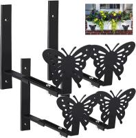 China Metal Window Box Holder with Adjustable Size 6 to 12 Inches and Butterfly Design for sale