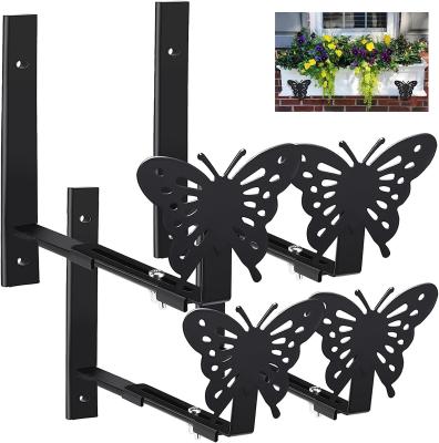 China Metal Window Box Holder with Adjustable Size 6 to 12 Inches and Butterfly Design for sale