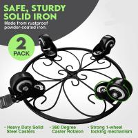 China Sturdy Rolling Plant Stand Heavy-Duty Wrought Iron Plant Dolly for Floor Boughpot for sale
