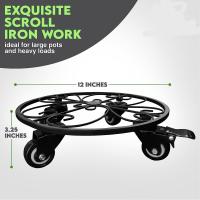 China Sturdy Rolling Plant Stand Heavy-Duty Wrought Iron Plant Dolly for Floor Boughpot for sale