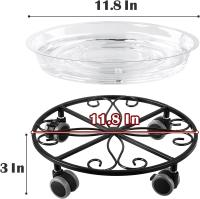 China Powder Coated Iron Flower Stand with Heavy Duty Casters and Rolling Flower Pot Stand for sale