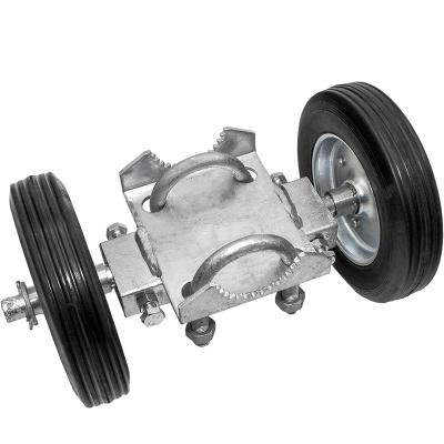 China 6 inch Q235 Heavy-Duty Steel Rolling Gate Rubber Wheel Carrier for Driveway Chain Link Fence Metal Tube Gates for sale