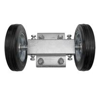 China 6 inch Q235 Heavy-Duty Steel Rolling Gate Rubber Wheel Carrier for Driveway Chain Link Fence Metal Tube Gates for sale
