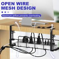 China Under Desk Cable Management Tray No Drill Steel Desk Cable Organizers Wire Management Tray for sale