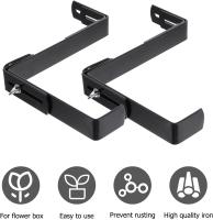 China Black or White Set of 2 Adjustable Metal Trough Plant Pot Hanging Hooks Rail Balcony Planter Holder Brackets for sale