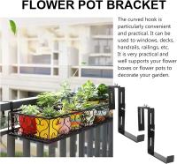 China Black or White Set of 2 Adjustable Metal Trough Plant Pot Hanging Hooks Rail Balcony Planter Holder Brackets for sale
