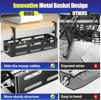 China Space-saving Under Desk No Drill Cable Management Tray with Metal Wire Management Box for sale