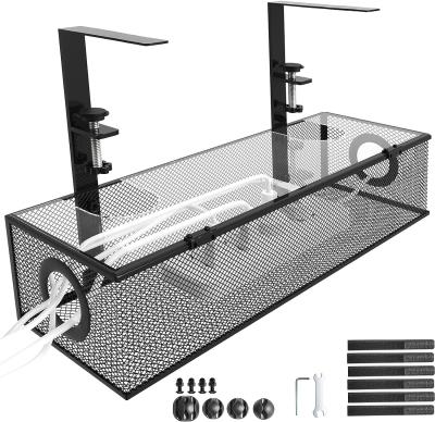 China Single Tier No Drill Under Desk Cable Management Tray with Wire Tray Cord Organizer for sale