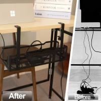 China Single Tier No Drill Under Desk Cable Management Tray with Wire Tray Cord Organizer for sale