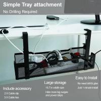 China Single Tier No Drill Under Desk Cable Management Tray with Wire Tray Cord Organizer for sale