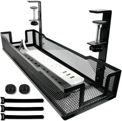 China Under Desk No-Drill Cable Basket Metal Wire Cable Tray for Tidy and Streamlined Wires for sale