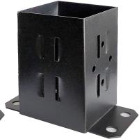 China Black 2mm Thickness 4x4 Wood Fence Post Anchor Base for Handrails and Mailbox Support for sale