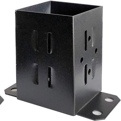 China Black 2mm Thickness 4x4 Wood Fence Post Anchor Base for Handrails and Mailbox Support for sale