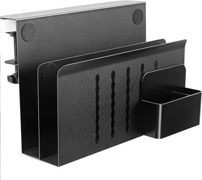 China Black Steel Hanging No Drill Desk Organizer for Cable Management and Laptop Storage for sale