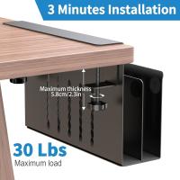 China Black Steel Hanging No Drill Desk Organizer for Cable Management and Laptop Storage for sale