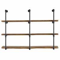 China Industrial Iron Pipe Stand Black Retro Shelving Wall Mounted DIY Open Storage Rack for sale