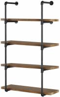 China Industrial Iron Pipe Stand Black Retro Shelving Wall Mounted DIY Open Storage Rack for sale
