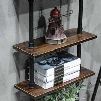 China Industrial Iron Pipe Stand Black Retro Shelving Wall Mounted DIY Open Storage Rack for sale