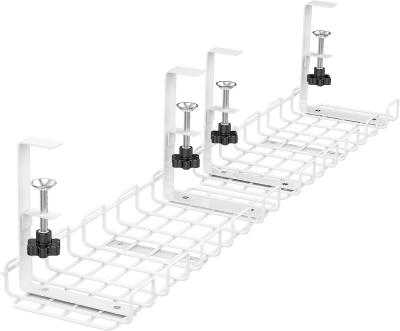 China Upgrade Your Office Organization with White Under Desk Cable Management Tray and Clamp for sale