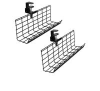 China Black Clamp-on Dual Under Desk Cable Management Tray for 43cm Wire Management Solution for sale