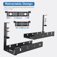 China No Drill Steel Cable Tray for Desk Wire Management 1.23kg Retractable Wire Organizer for sale