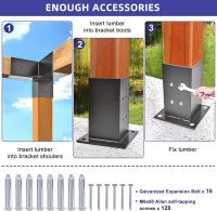 China Sustainable Iron 3 Arm Pergola Stainless Steel Corner Bracket for 4x4/6x6 Wood Posts for sale