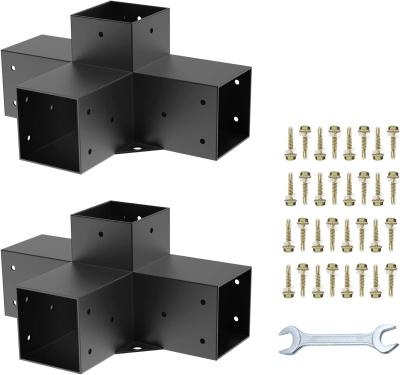 China Steel Arbours Woodworks 4-Way Right Angle Corner Bracket for DIY Elevated Pergola Stand for sale