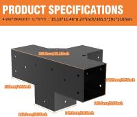 China Steel Arbours Woodworks 4-Way Right Angle Corner Bracket for DIY Elevated Pergola Stand for sale