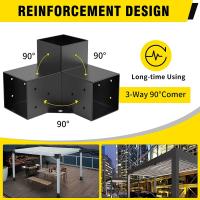 China DIY Elevated Wood Stand 3-Way Right Angle Corner Bracket for Woodworks Pergola Sample for sale